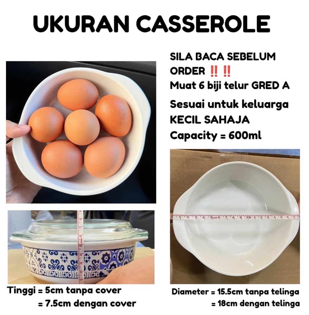 Casserole Giacomo Porcelain 6" – Oven Microwave Safe | Mangkuk Kaca ...