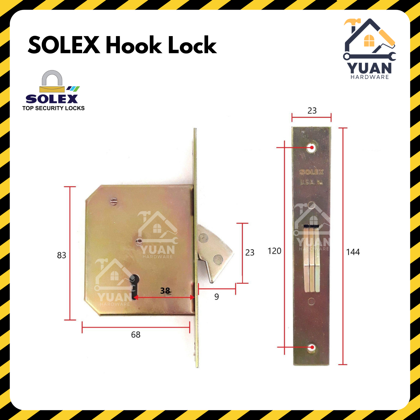 Original SOLEX Steel Hook Lock 2 Keys Heavy Duty Grill Lock Gate Lock ...