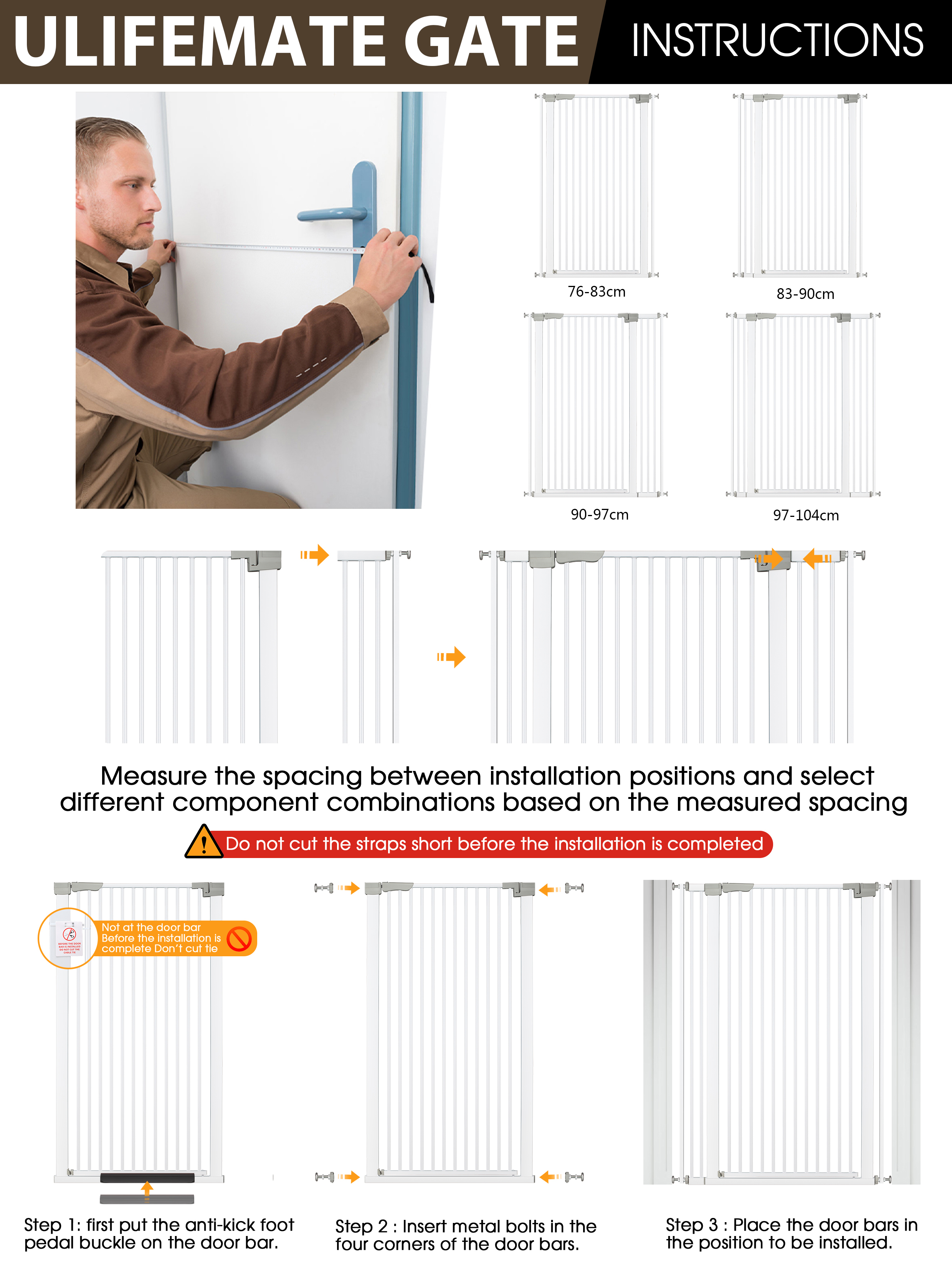 2-year warranty] 150CM Extra Tall Cat Gate,Super Wide Auto Close Pet ...