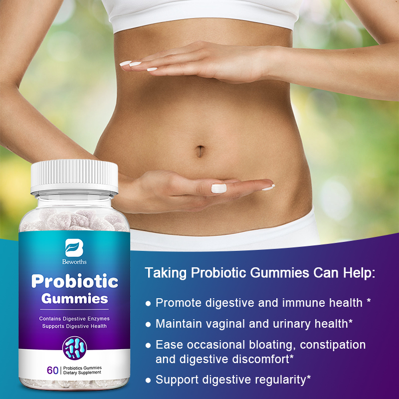 Beworths Probiotics Gummies 50 Billion CFU with Digestive Enzymes ...