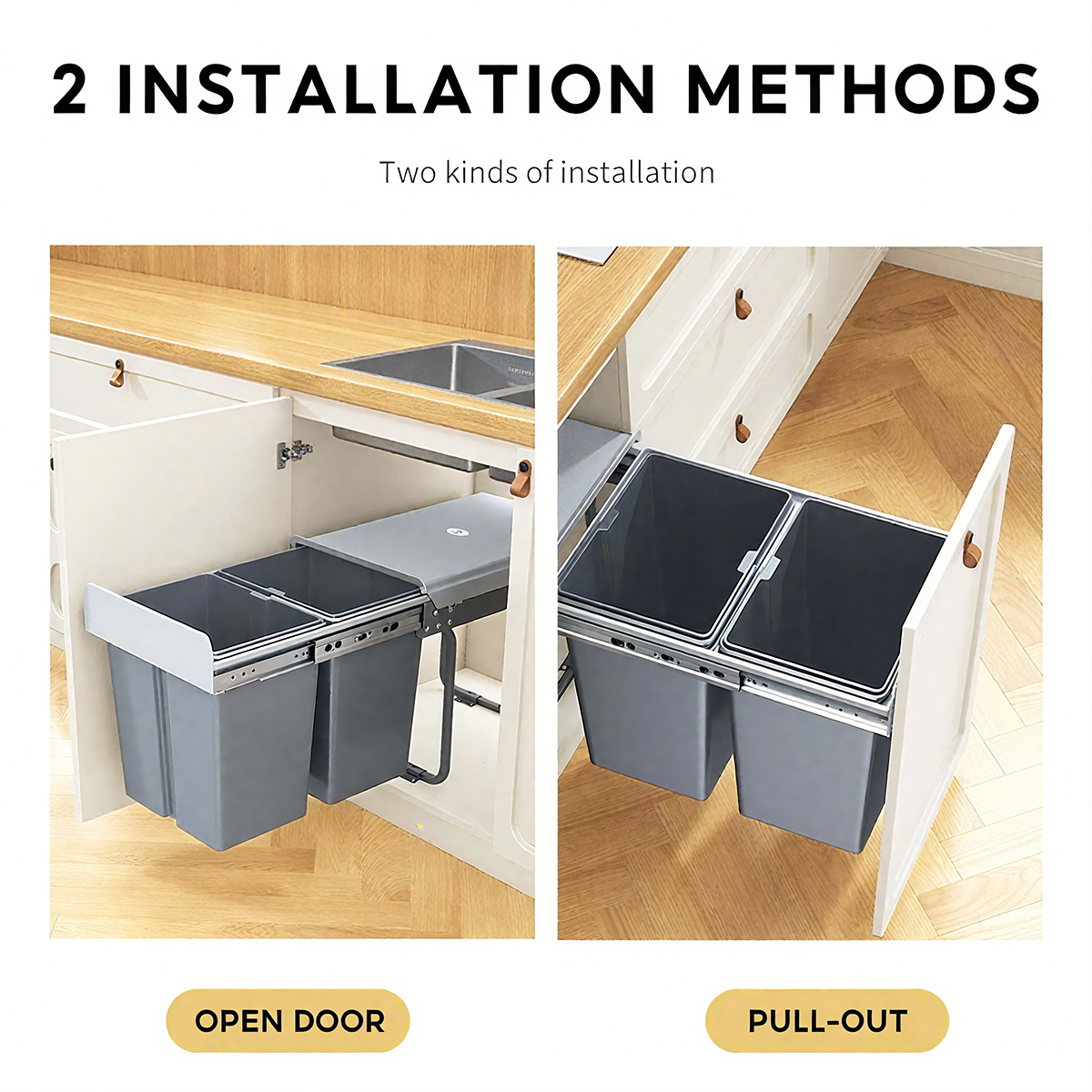 Bottom Mounted Bin With Soft Closing Slide (40Liter) Insert Kitchen ...