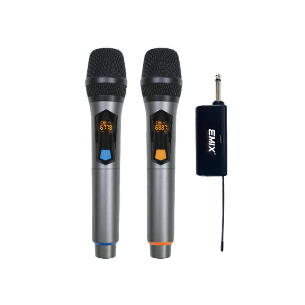 Emix AWM-092H 2CH UHF Dongle Microphone System c/w 2nos Handheld ...