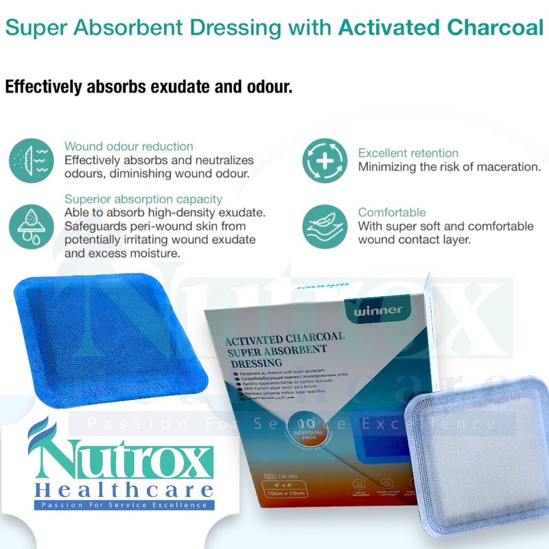 Winner’s Super Absorbent Dressing with Activated Charcoal, manage ...