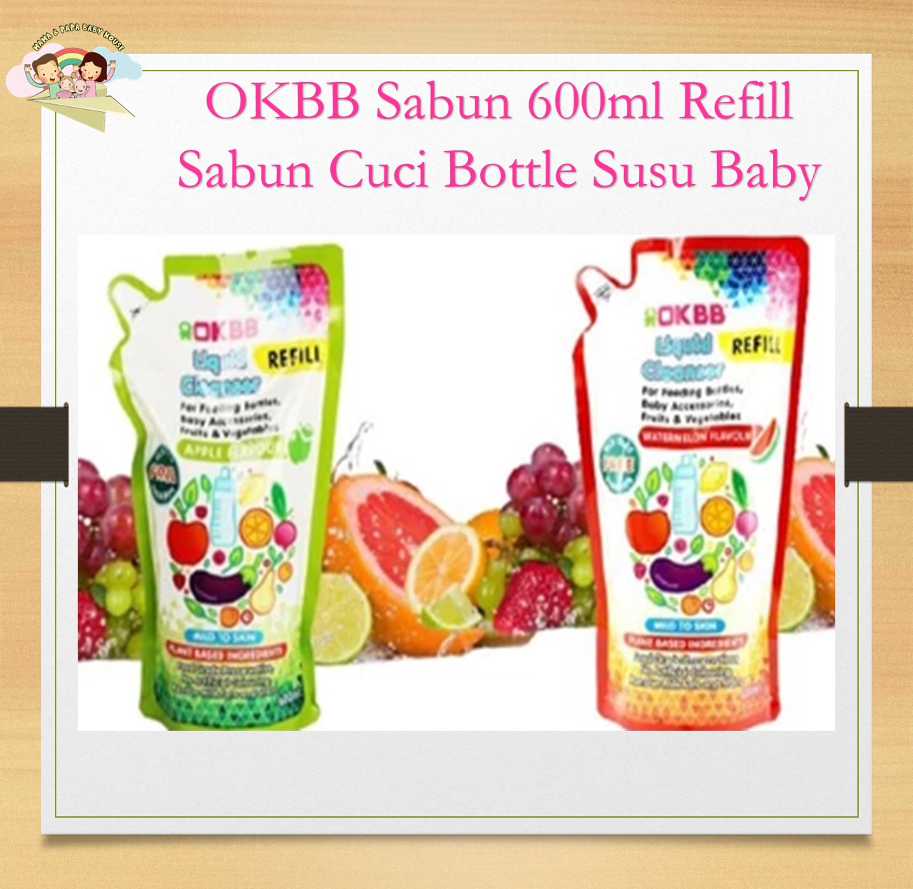 OKBB Sabun Cuci Bottle Susu Baby Liquid Cleanser 600ml Refill Pack ...