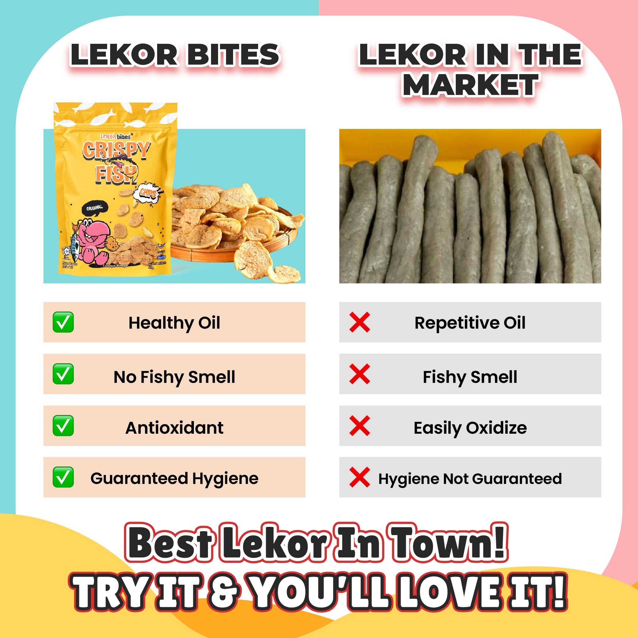 [HALAL] Lekor Bites Crispy Fish | Keropok Lekor Ikan Original (40g ...