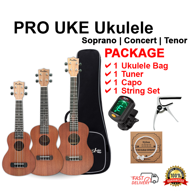PRO UKE (PU-180) Ukulele Guitar Murah 21 23 26 inch 寸 Soprano Concert ...