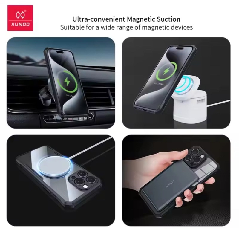 XUNDD 360° Rotatable Magnetic Ring Case for iPhone 17/16/15/14/13 Pro ...