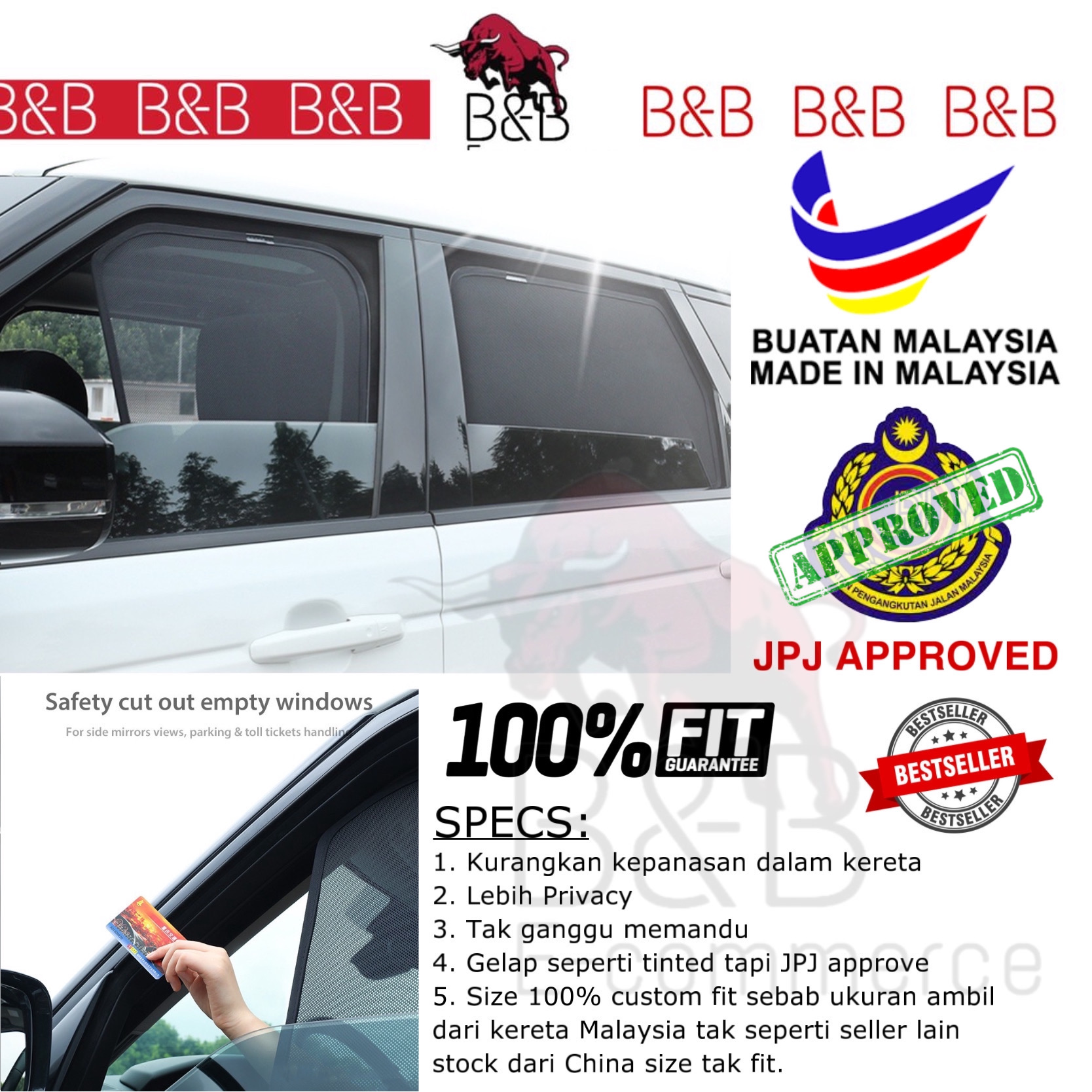 (KOOZY) Magnetic Sunshade Veloz Cross Vios Altis Unser Avanza Fortuner ...