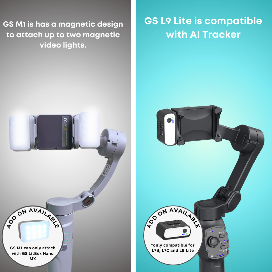 GS L7B L9 Lite M1 Smartphone 3 Axis Gimbal APP Bluetooth Connect Tracking Instant Power Up AI ...