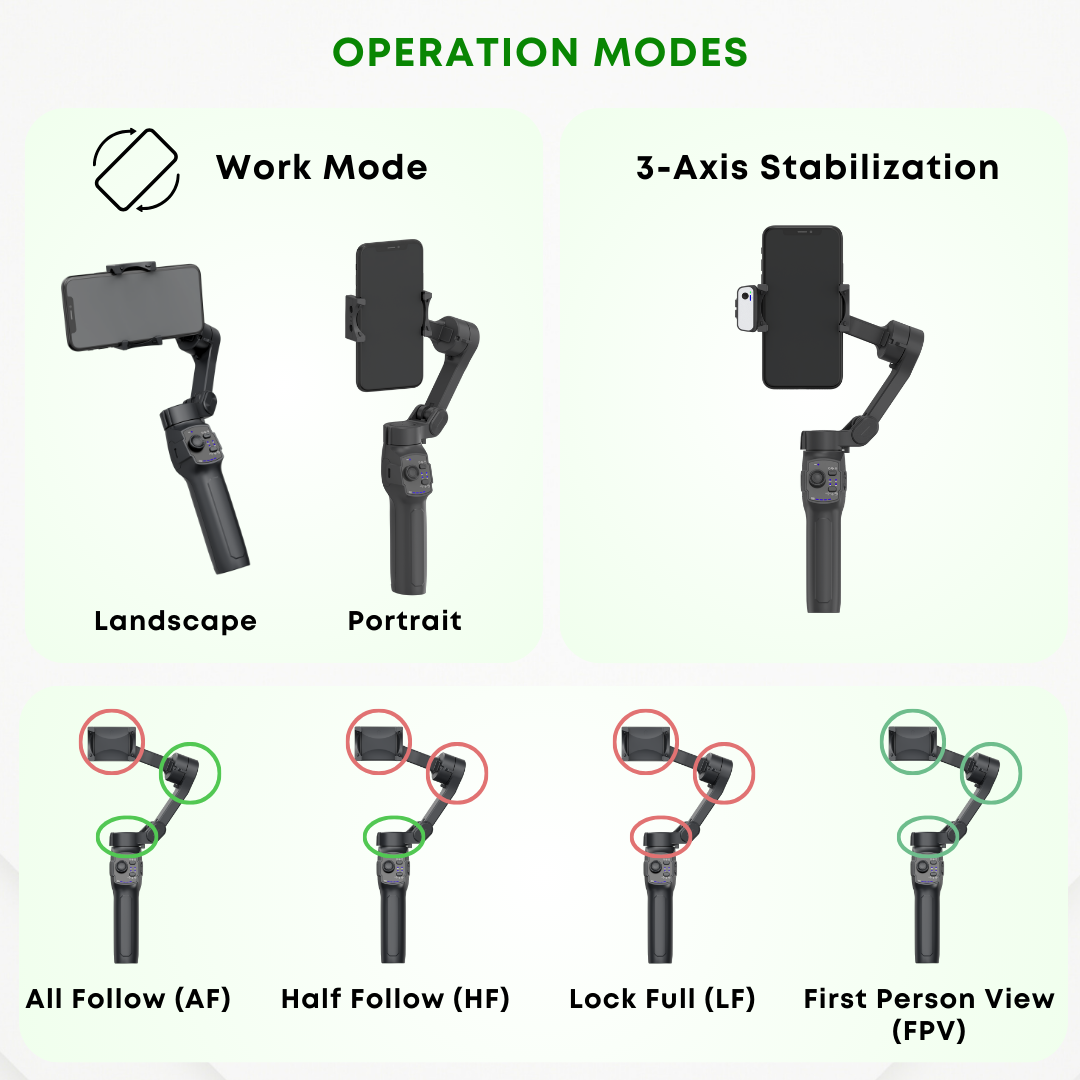 GS L7B L9 Lite M1 Smartphone 3 Axis Gimbal APP Bluetooth Connect Tracking Instant Power Up AI ...