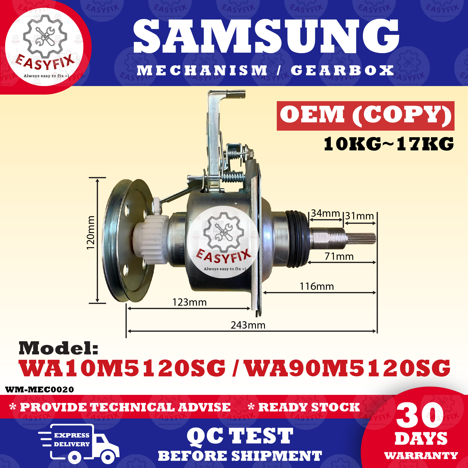 (ORIGINAL FACTORY) WA10M5120SG / WA90M5120SG SAMSUNG WASHING MACHINE ...