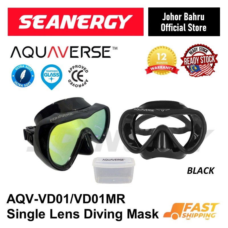 AQUAVERSE Vd01mr Scuba Diving Mask Asian Fit Soft Silicone Wide Vision ...