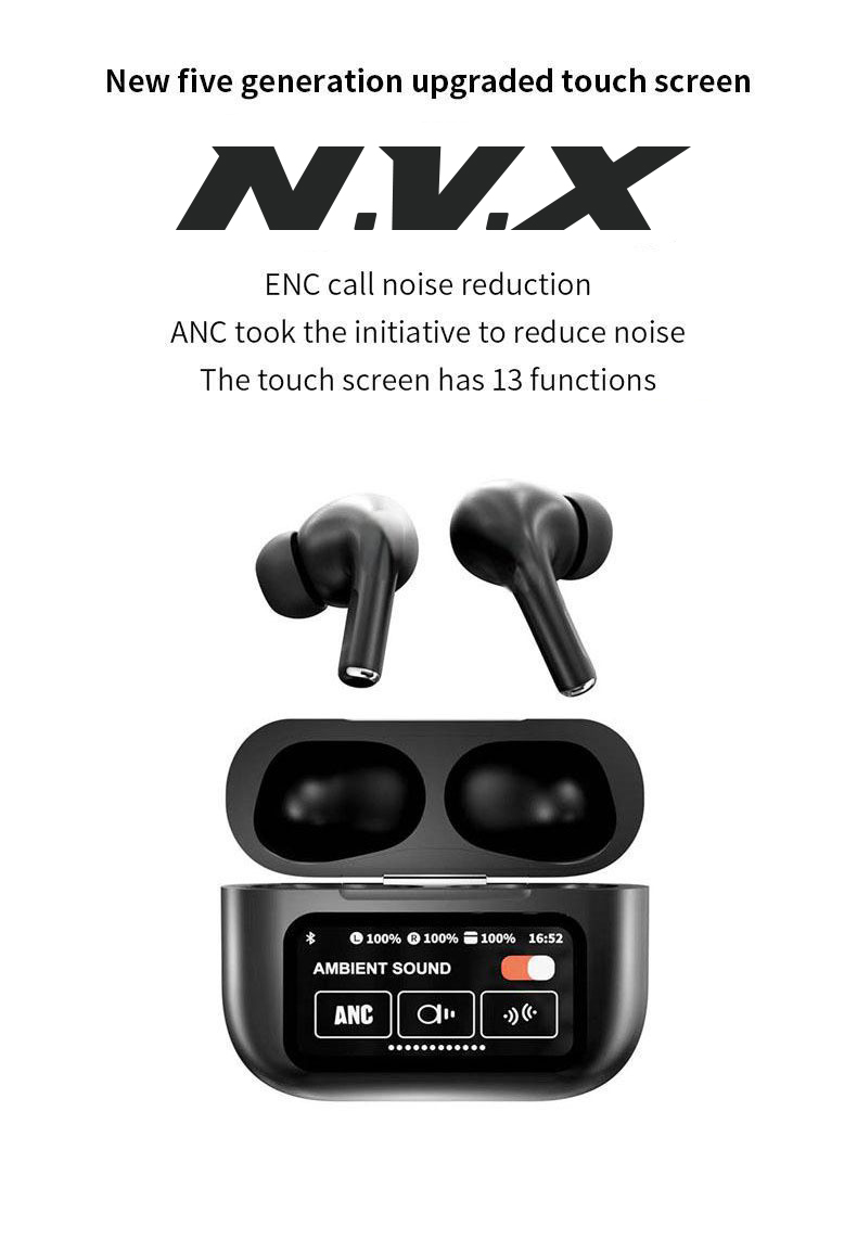 𝗡𝗩𝗫 9𝗣𝗥𝗢 ANC Bluetooth Smart Screen Wireless Earbud Earphone ear fone ...