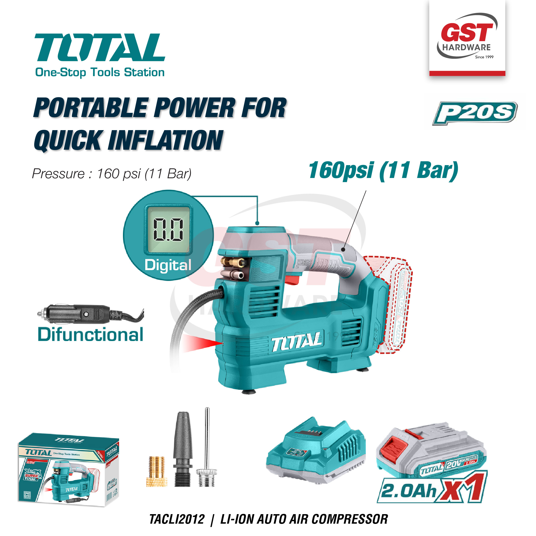 🔥 20V TOTAL Air Compressor Mini Air Compressor Car Cordless Air ...