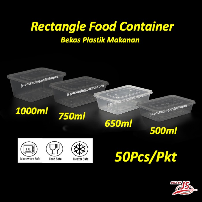 FR650 Microwaveble Rectangular Disposable Plastic Food Container 50Set BEKAS PLASTIK Segi 4 ...