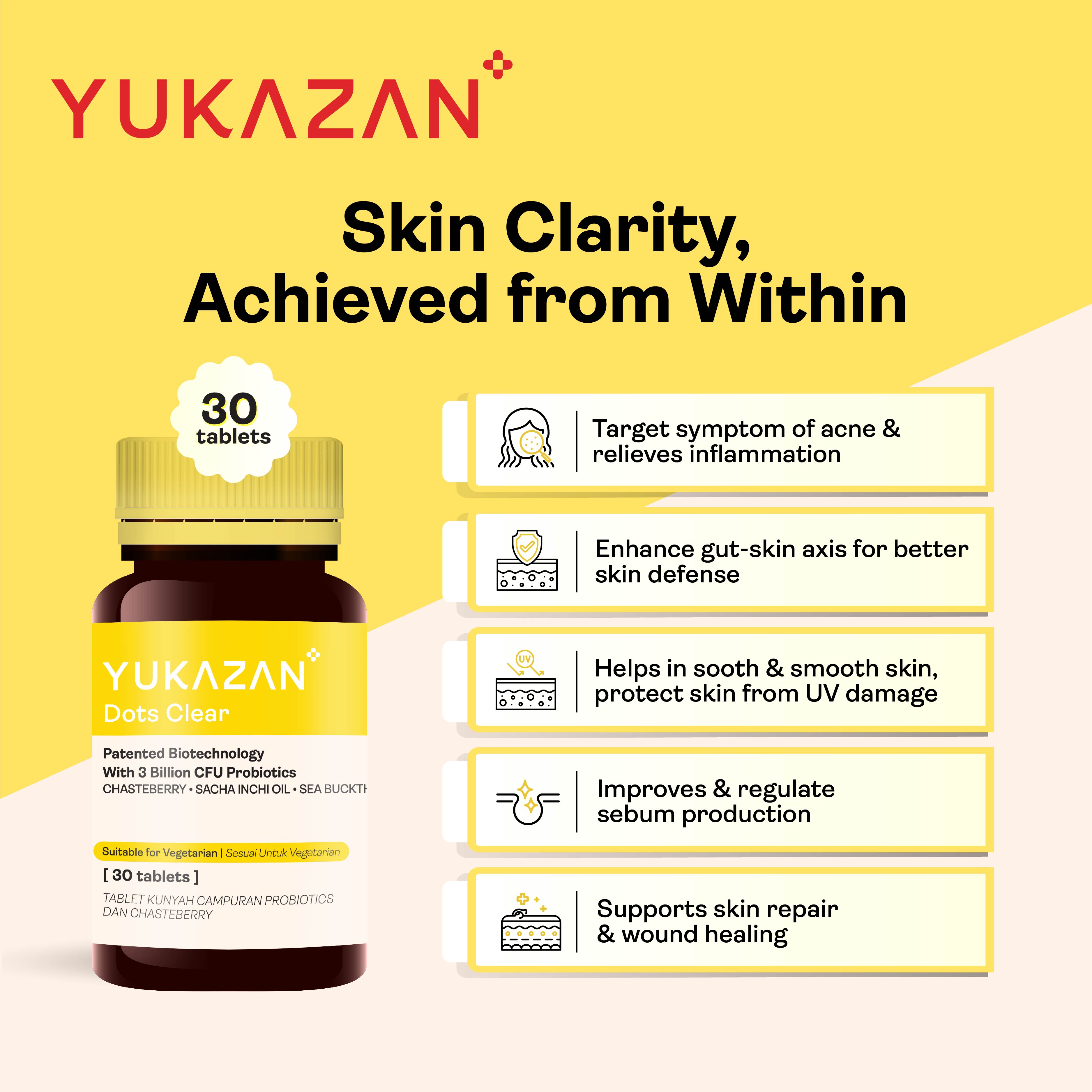 [EXP AUG 2026] Yukazan Dots Clear 30's Probiotics Chewable Supplement ...