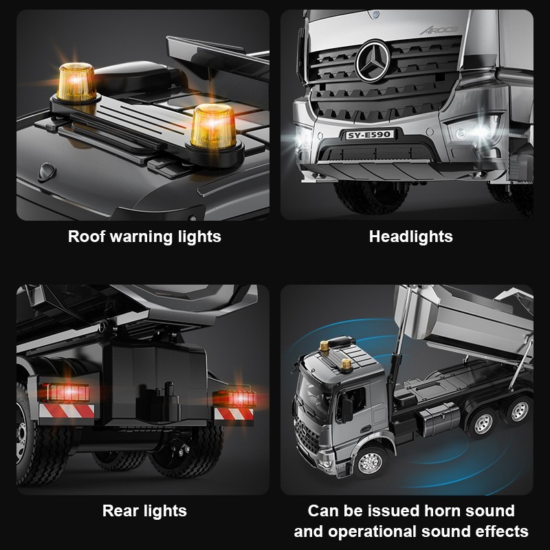 Double E E590 Alloy Heavy Duty Dump Truck Caterpillar 2.4G Full Proportional Controlled ...