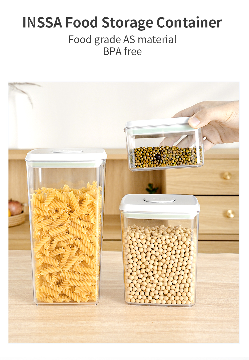 【New Famliy Set】Simplus Set of 3 One-button Press Airtight Food Storage ...