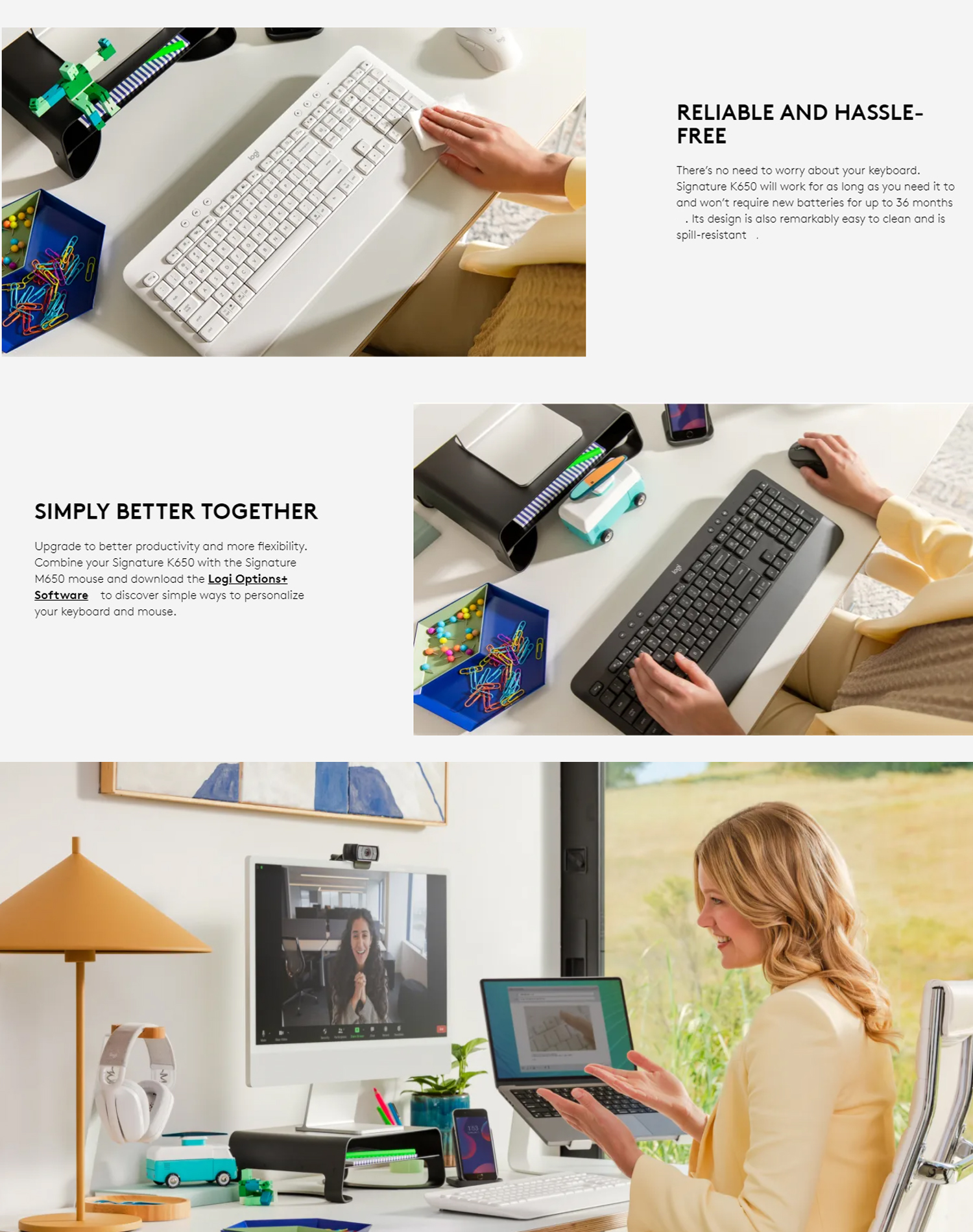 Logitech Signature K650 Wireless Comfort Keyboard with Spill-Resistant ...