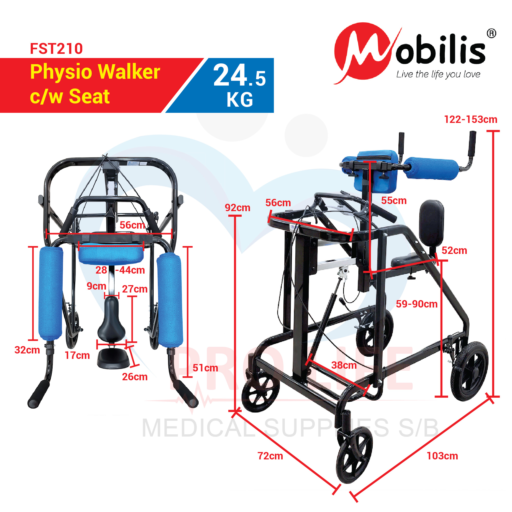 Mobilis Physio Walker c/w Seat (FST210) | Shopee Malaysia