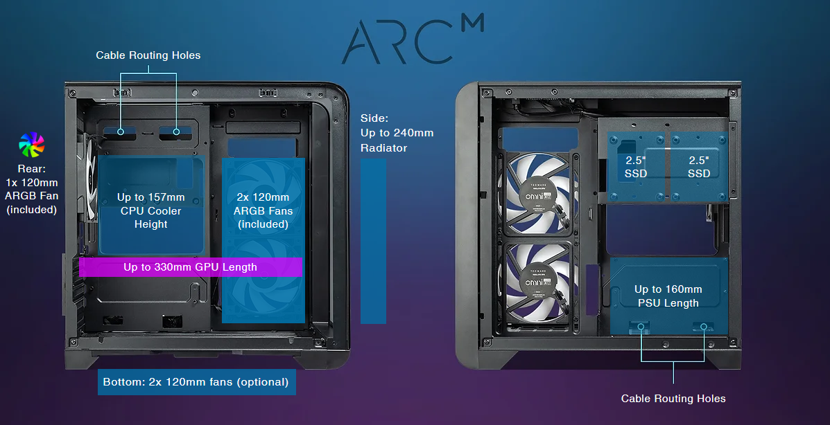 TECWARE ARC M Digital Display Black / White Micro ATX (mATX) Gaming PC ...