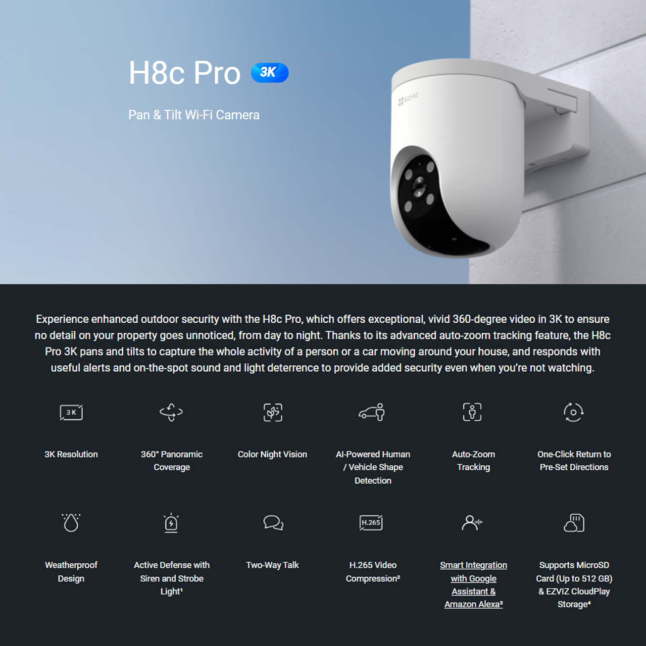 EZVIZ H8C Pro 5MP 8MP Outdoor Wifi IP Camera Water Rain Dust Proof CCTV ...
