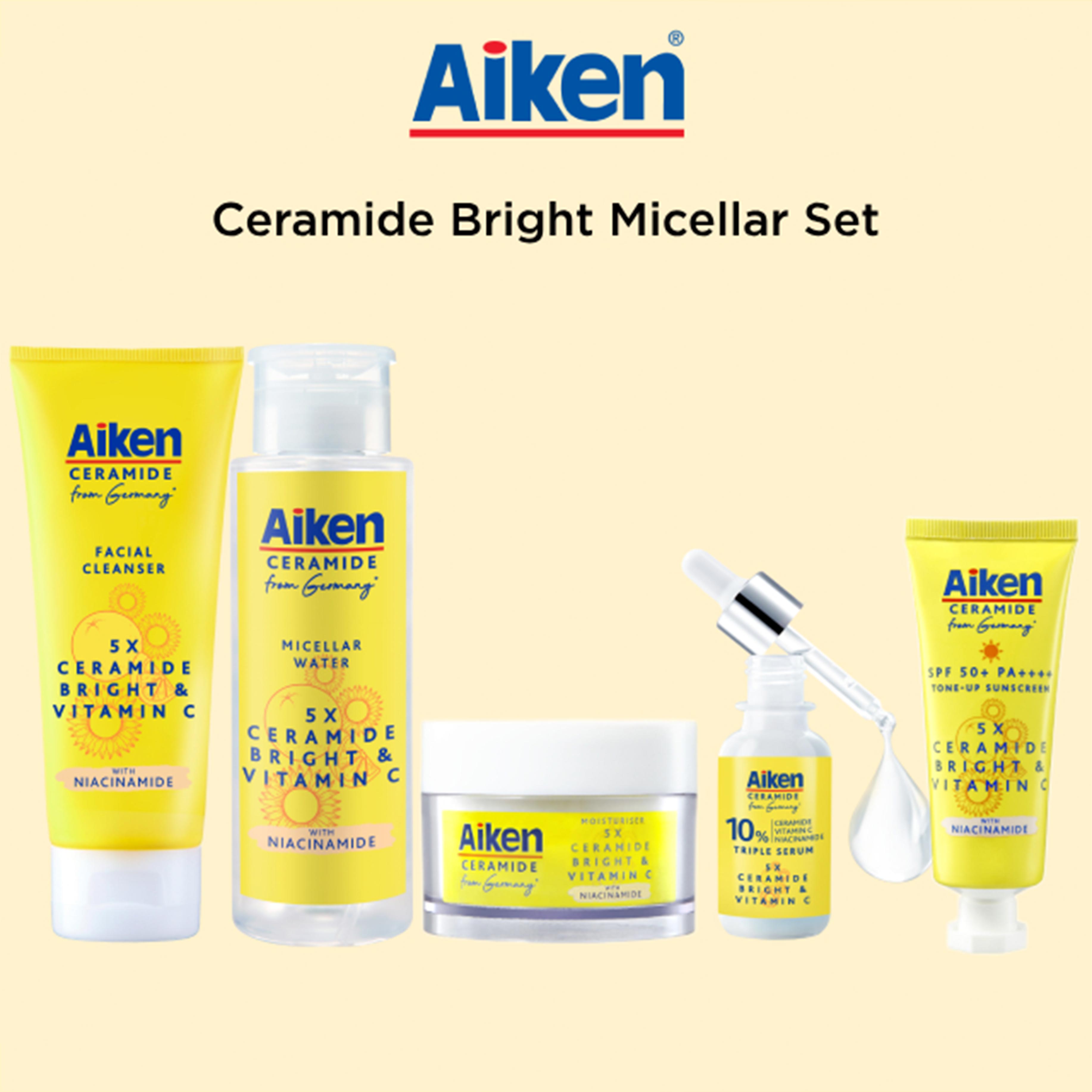 Aiken 5x Ceramide Bright Micellar Set | Micellar Water | Sunscreen ...