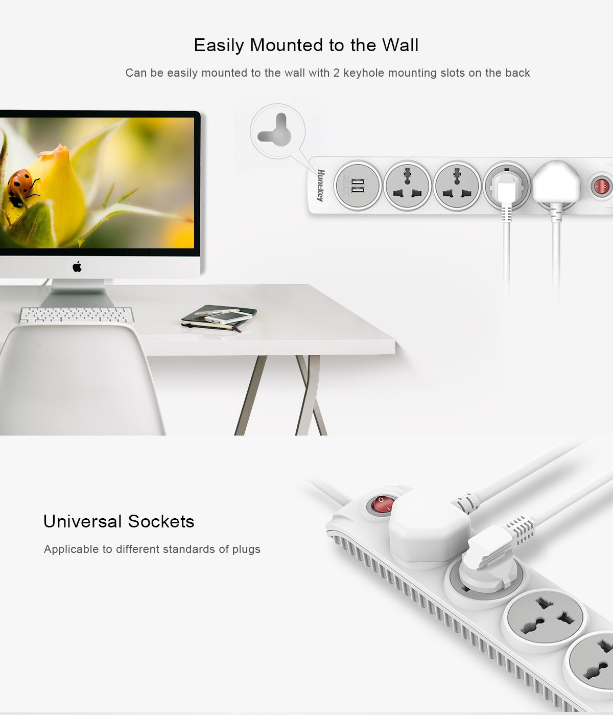 Huntkey 4 Universal Sockets 2 Usb Ports Double Break Safety SZN507 (3M) | Shopee Malaysia