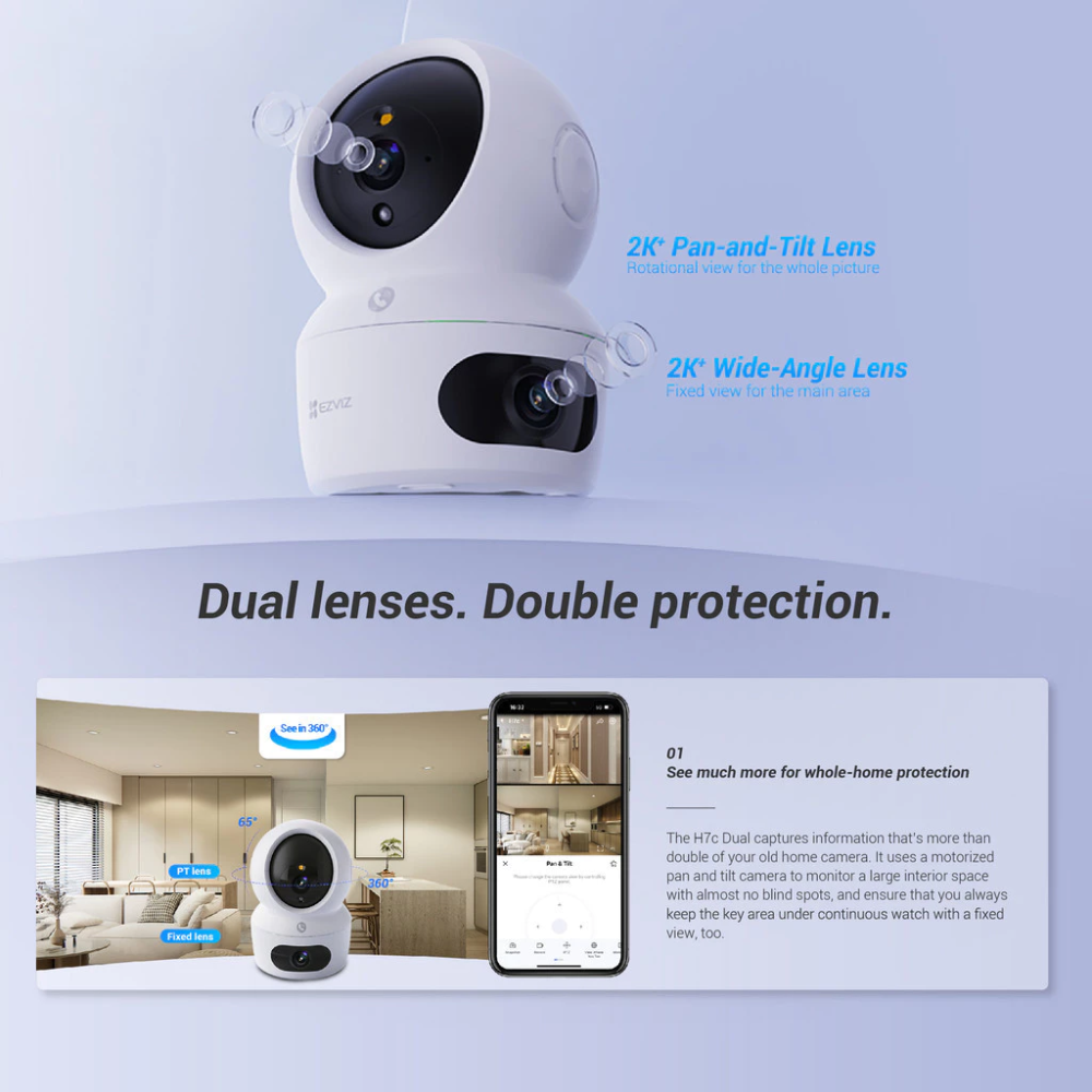 Ezviz H7C Dual Lens (4MP + 4MP) Pan/Tilt Two Way Talk Color Night ...