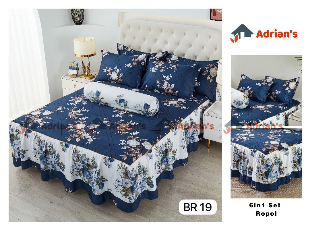 Set Cadar Ropol 6-in-1 KING/QUEEN Berkualiti Tinggi Gaya Baru termasuk ...