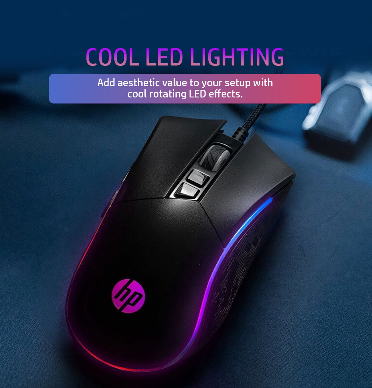 HP M220 RGB USB WIRED GAMING MOUSE 6 DPI 800 - 4800 , 7 BUTTONS , PLUG N PLAY Optical Wired USB ...