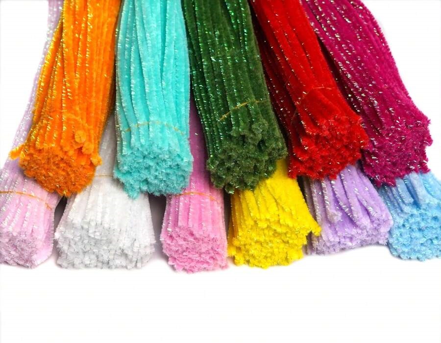 100 PCS Colorful Sparkle Pipe Cleaners / Glitter Chenille Stems Craft ...