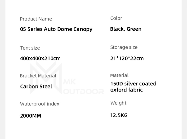 ShineTrip Auto Dome Canopy Series Silver Coated Canopy Oversized Quick ...