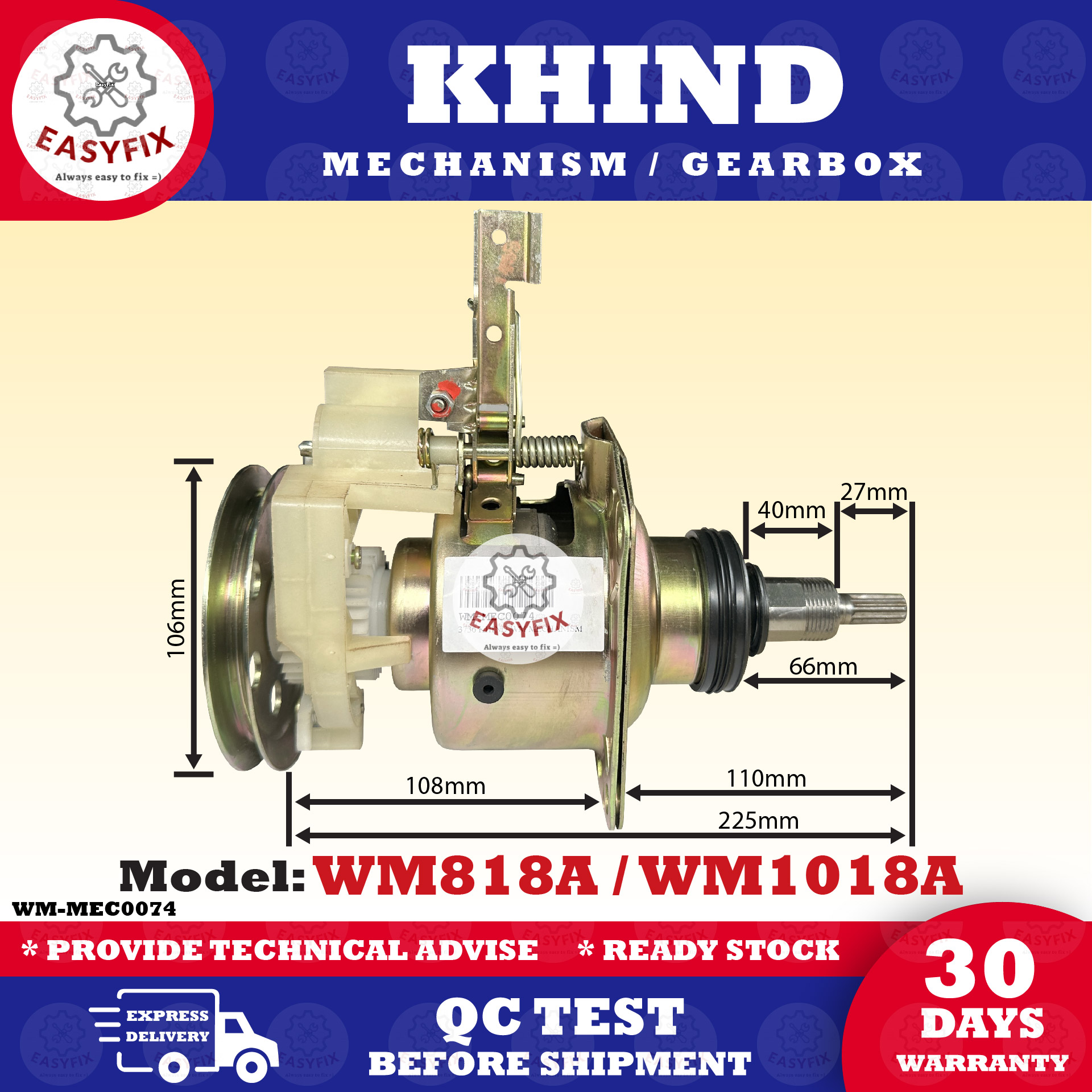 WM818A / WM1018A KHIND WASHING MACHINE MECHANISM (GEARBOX) WM-818A WM ...