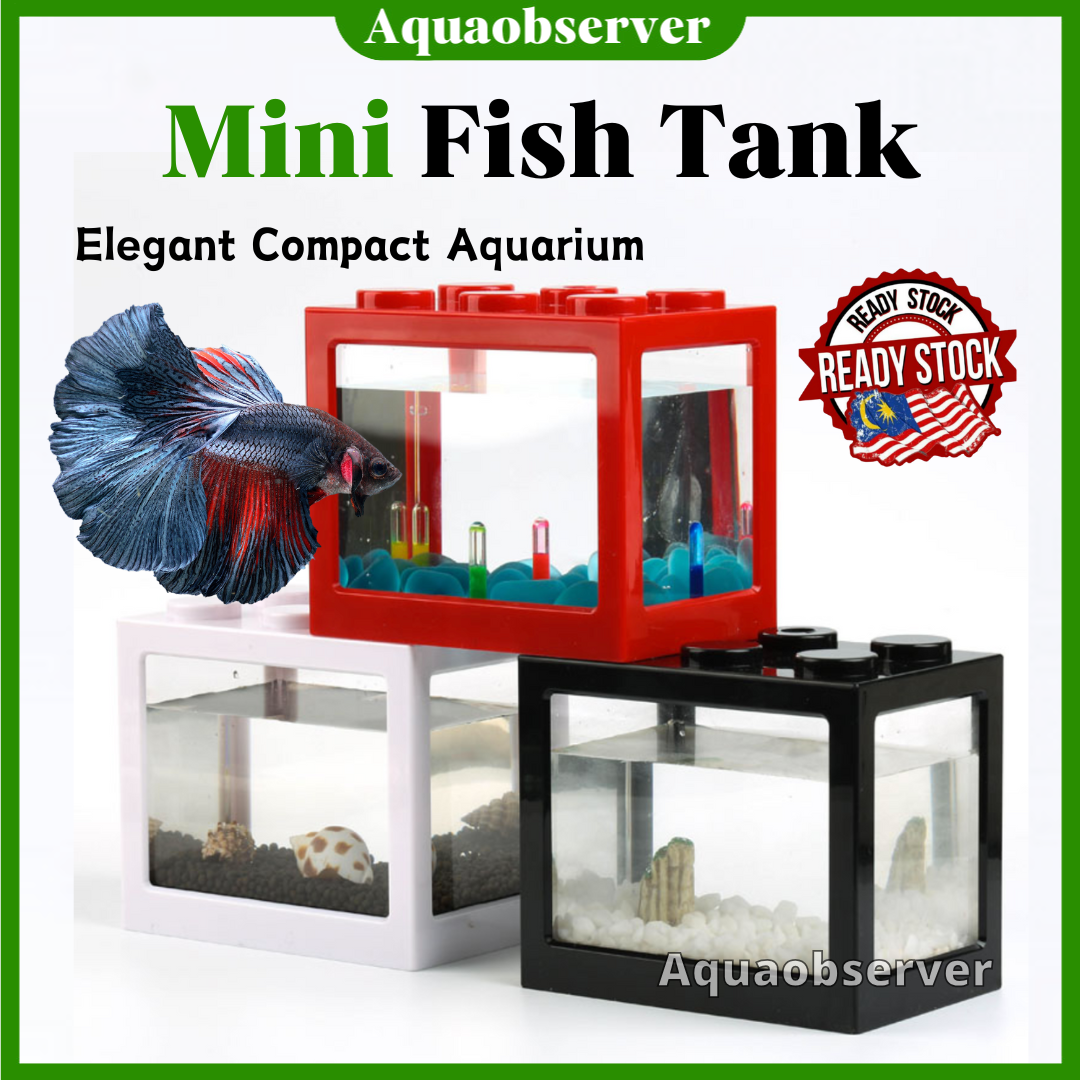 Mini Aquarium Lego Block Tank Betta Cylinder Block Guppy Fish Breeding ...