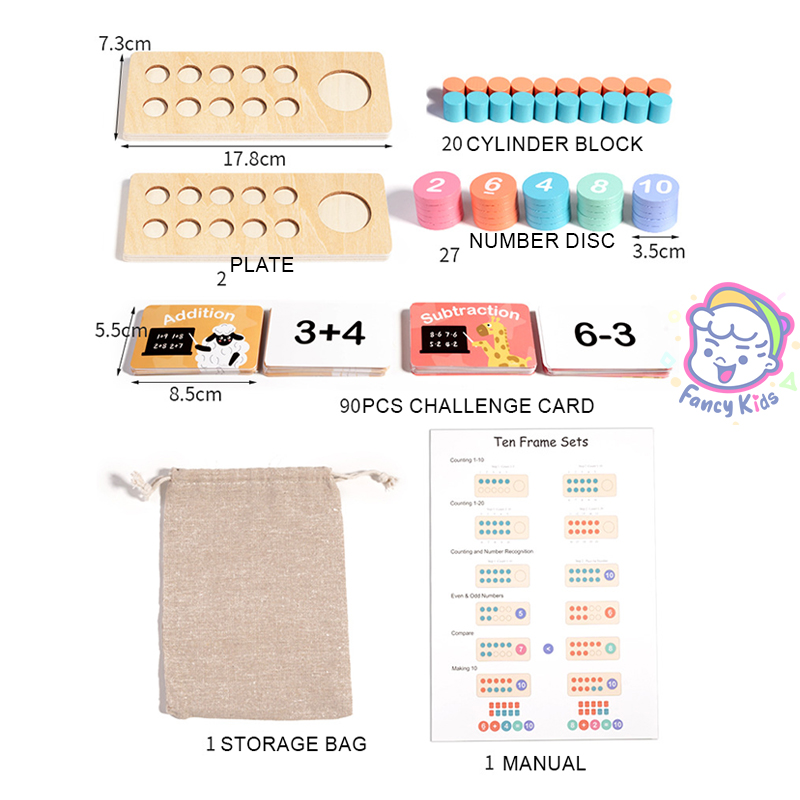 Montessori Math Counting Pegs/Early Math Learning Wooden Toy/Ten Frame ...