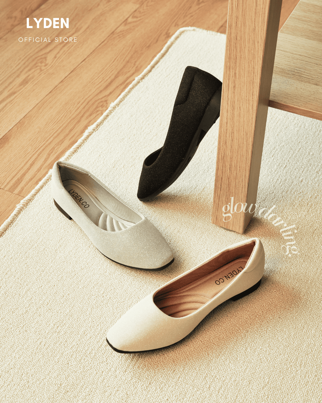 Lyden Glow Darling Series Flats - Classic Black//Gold//Grey | Shopee ...