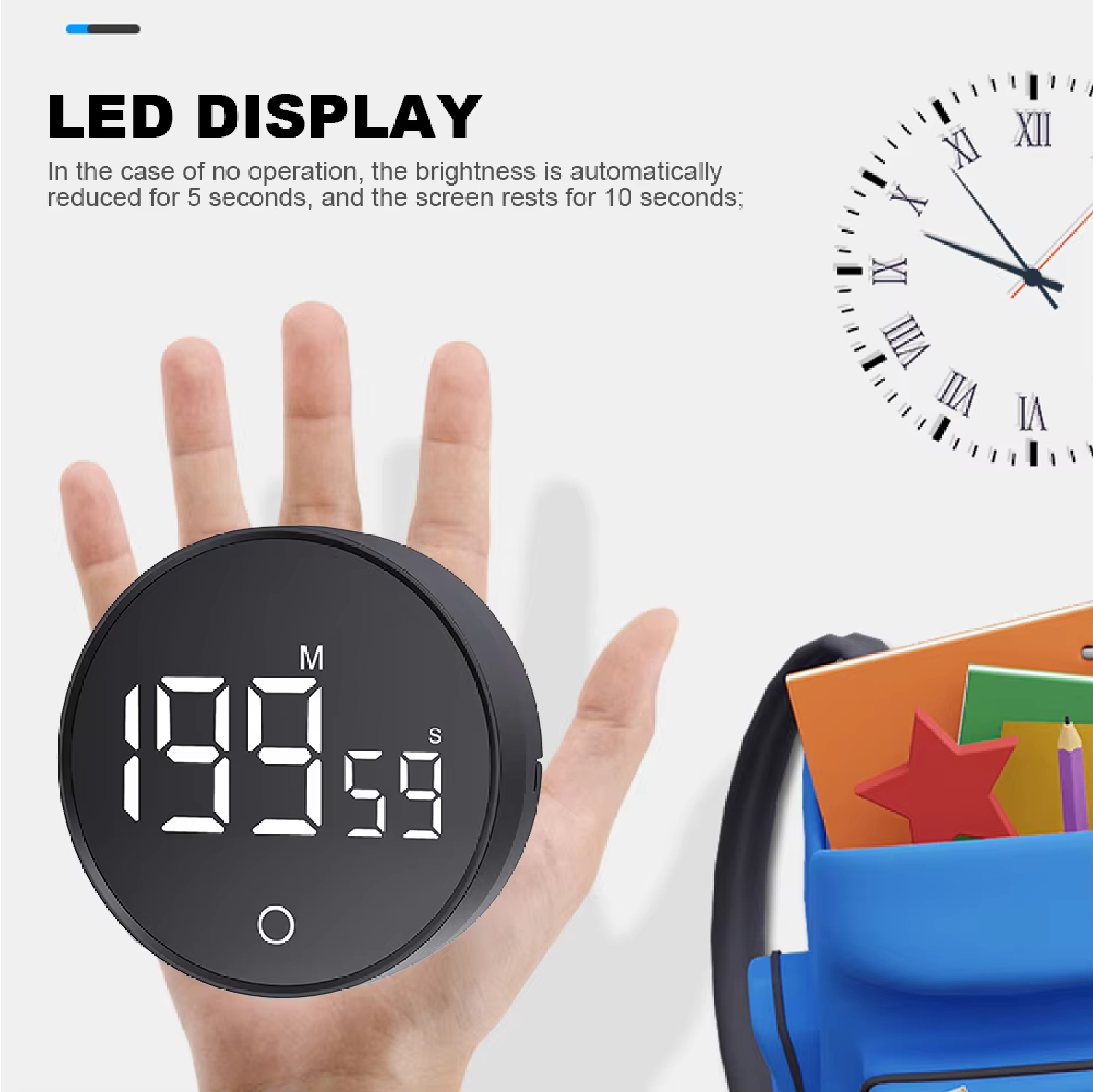 Rotating Timer Full LED Digital Screen Silent Alarm Magnetic Jam ...
