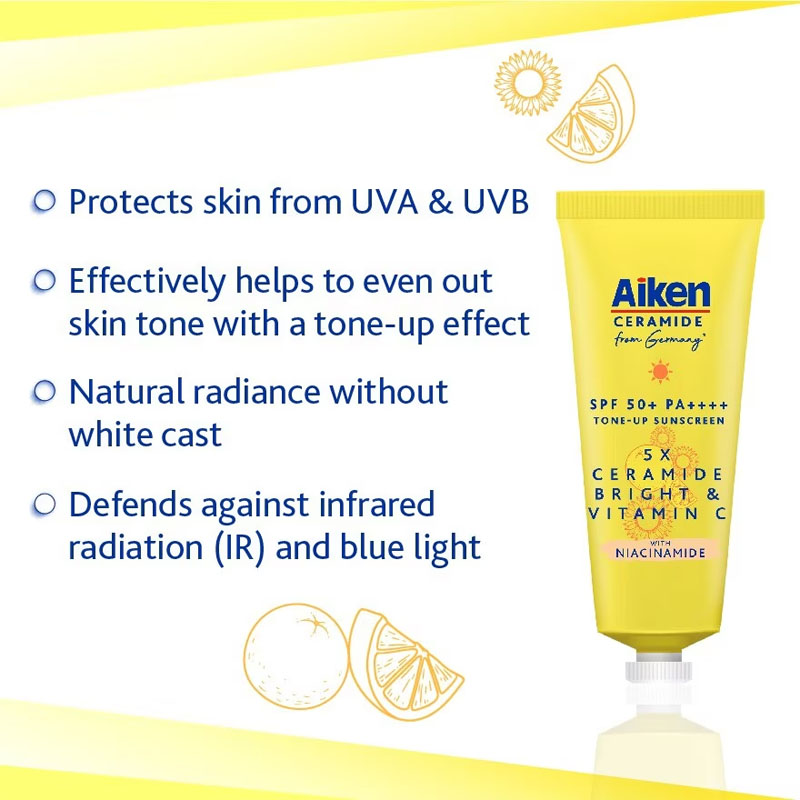 Aiken Ceramide Bright Sunscreen 25g SPF50+ PA++++ Tone Up Sunscreen IR ...