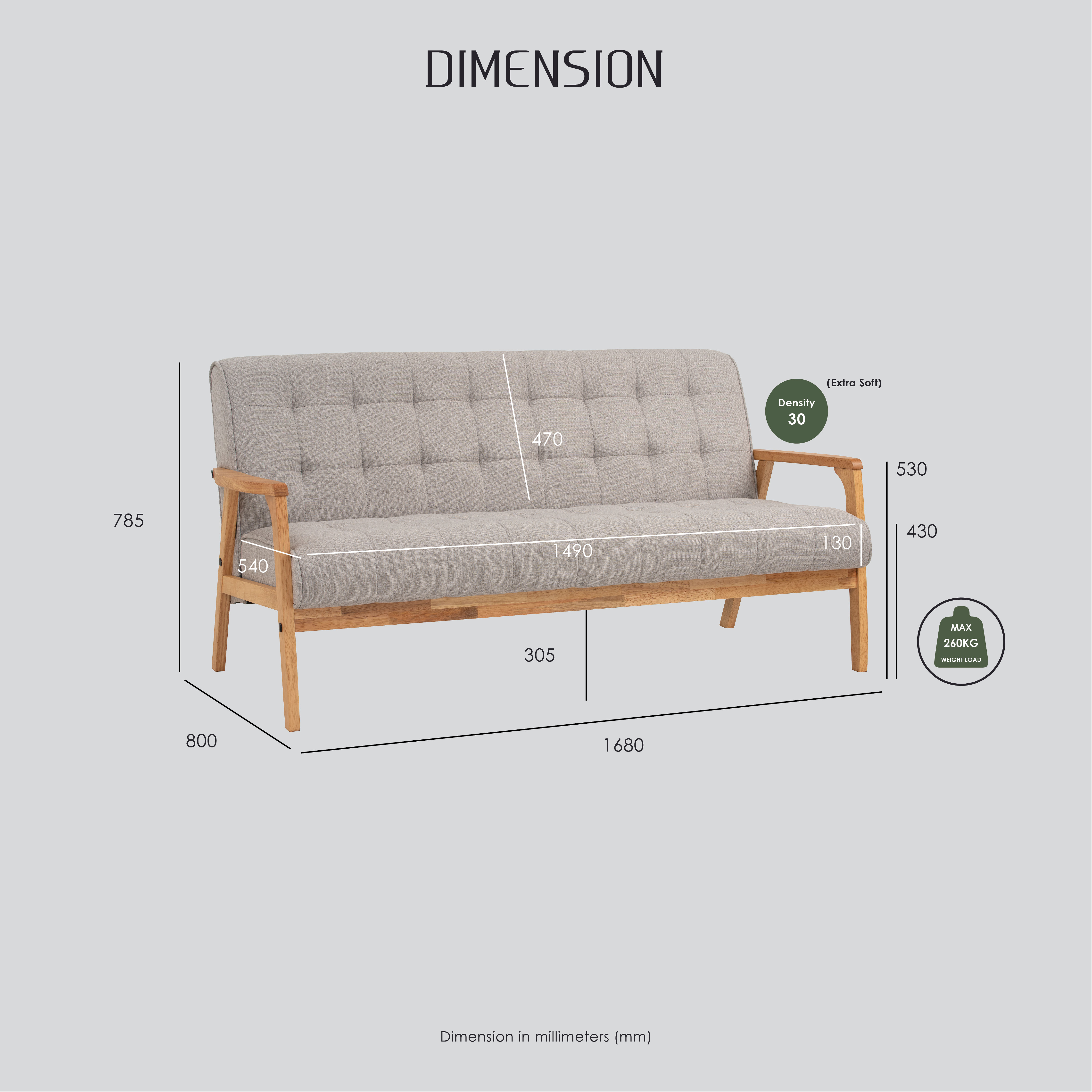 Furniture Direct TUCSON HIACE 3 seater wooden sofa fabric kain PU murah ...