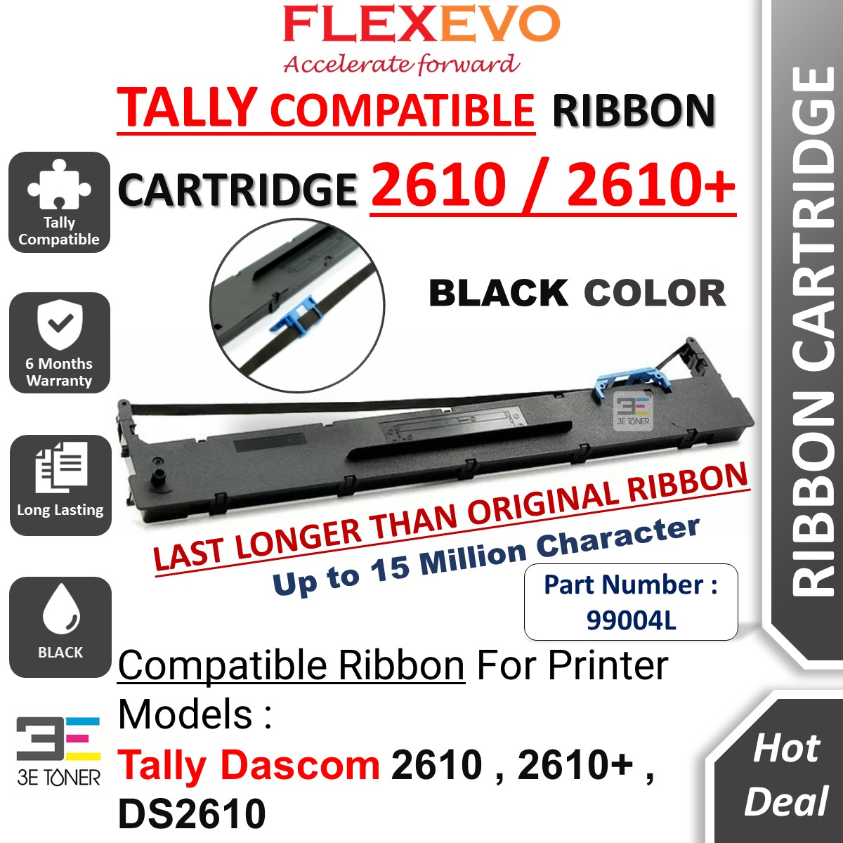 Tally Dascom 99004L Compatible Black Color Ribbon Cartridge for Tally ...