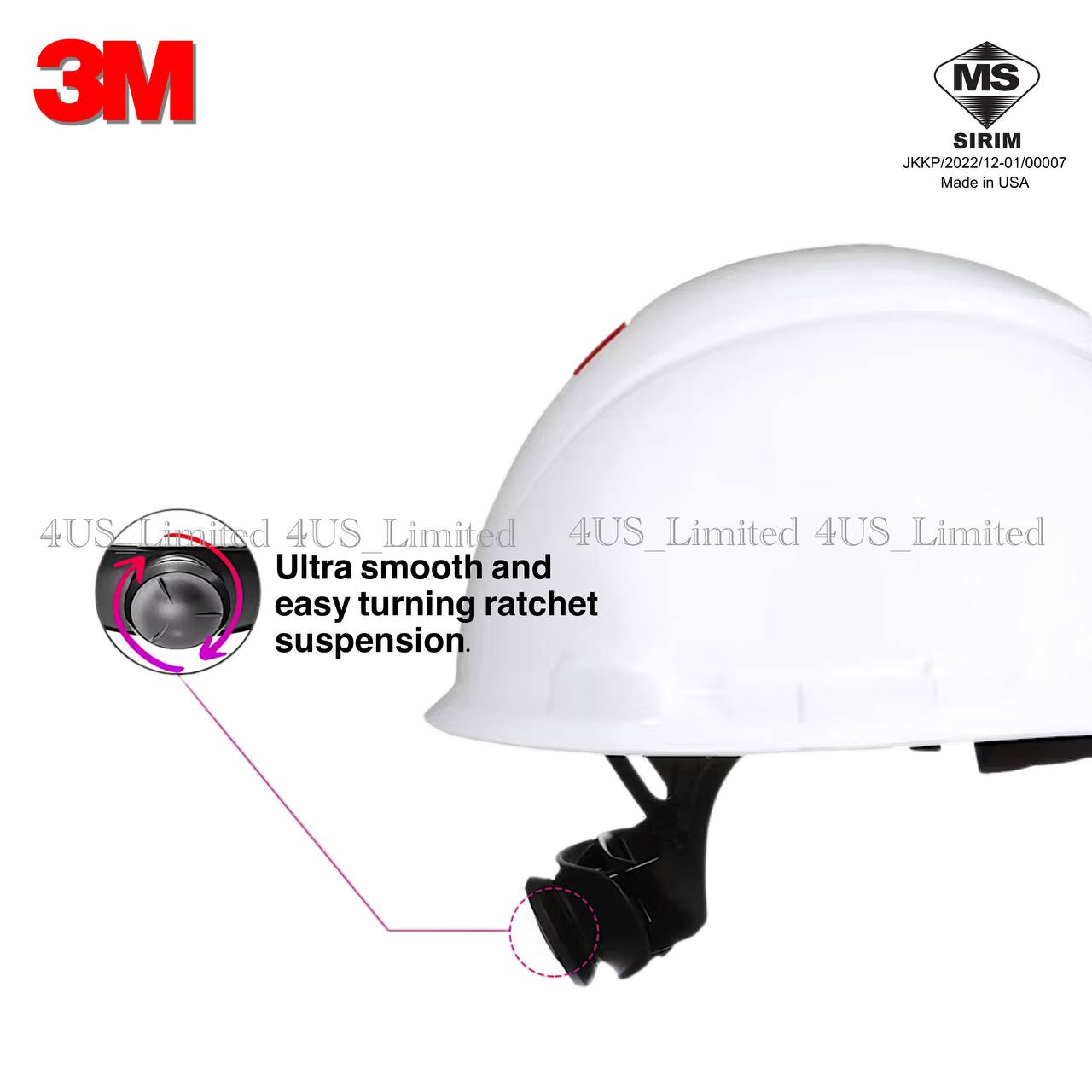3M H-701SFR-UV 3M Safety Helmet Short Brim Hard Hat / 4-Point Suspension Ratchet DOSH SIRIM ANSI ...