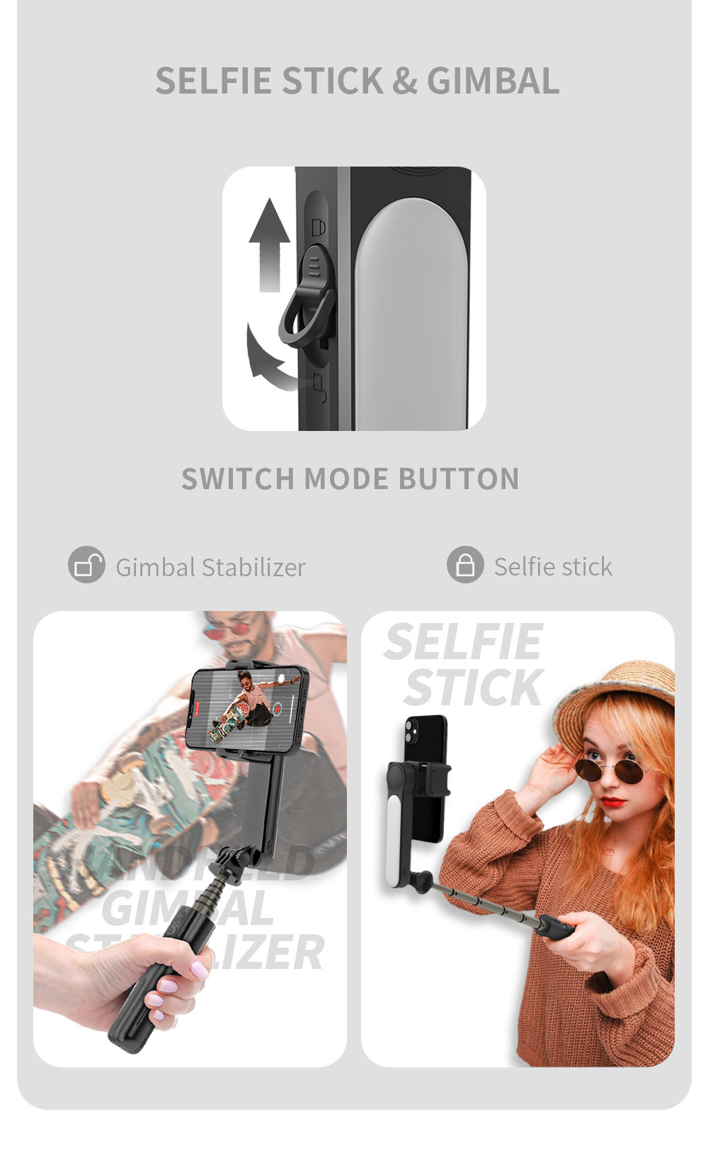 Urmax L09 Gimbal Stabilizer Selfie Stick Phone Holder Adjustable Fill ...