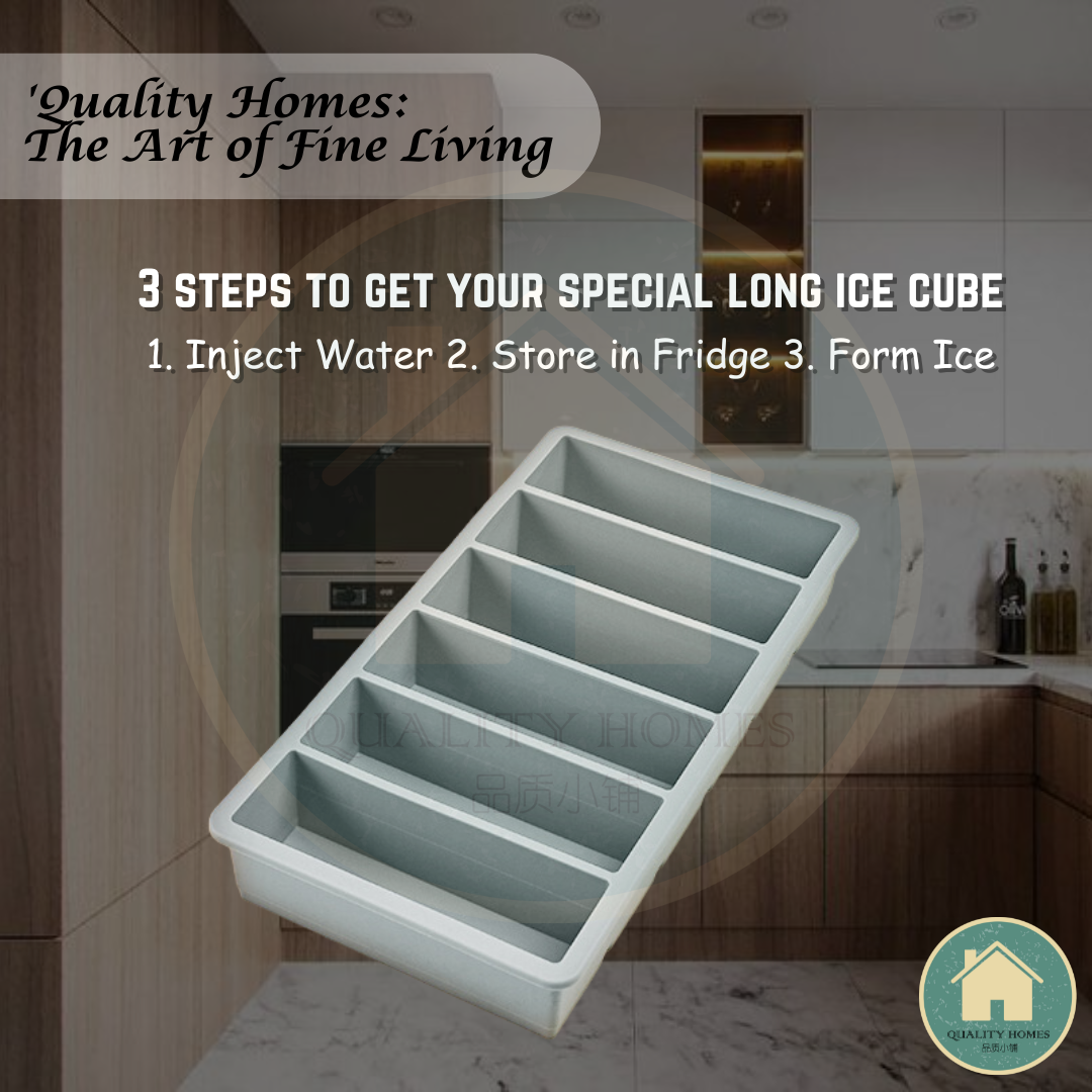 Quality Homes Silicone Long Ice Mold 6 Slots Ice Cube Maker with Cover ...