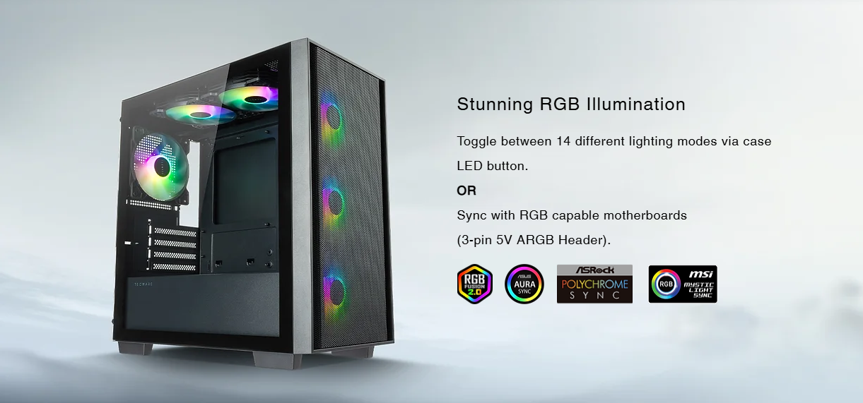 Tecware Nexus Air M3 Omni TG MATX Temper Glass Gaming Case - Black ...