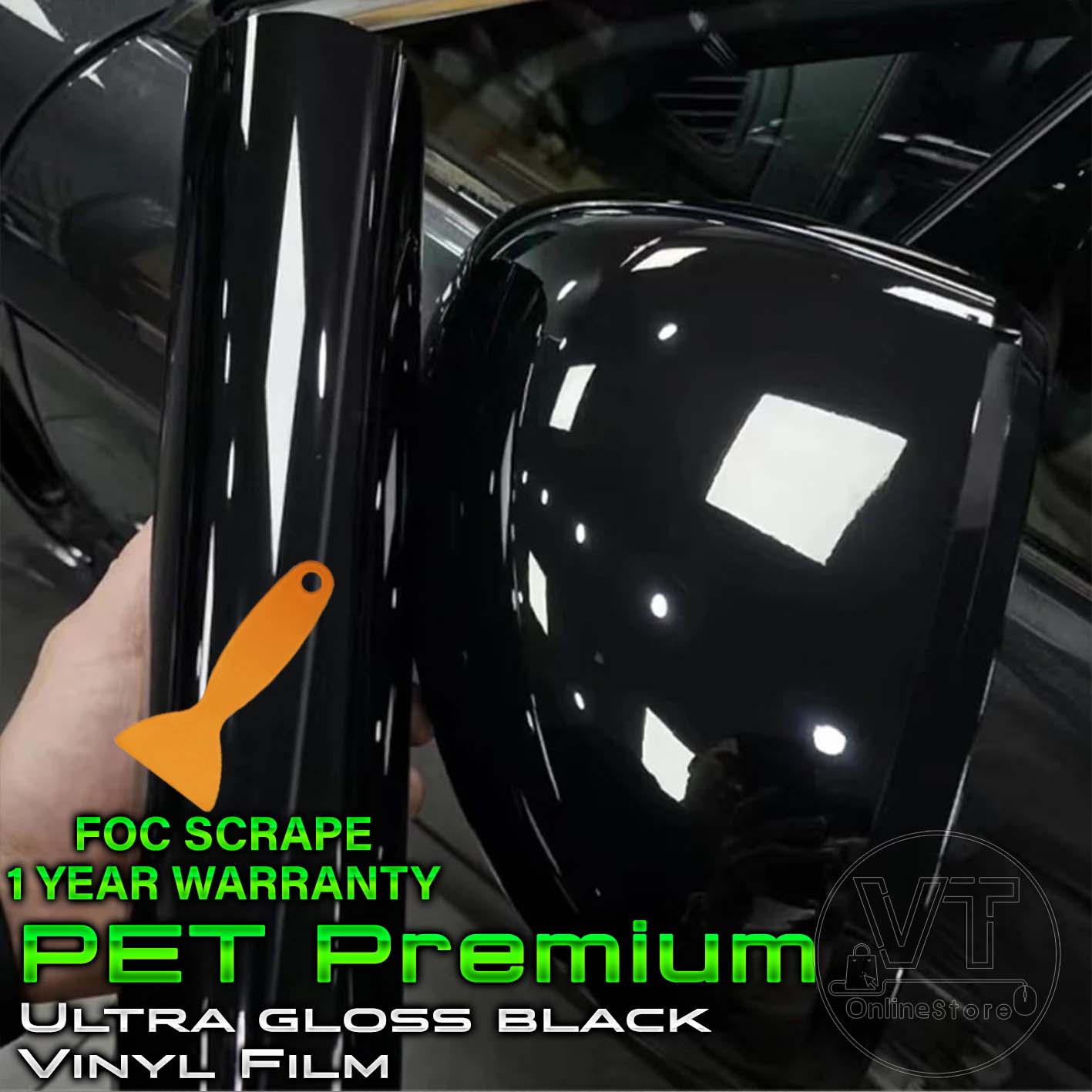 PET Premium Ultra Gloss Black Vinyl Film Glossy Black Sticker Wrap Film ...