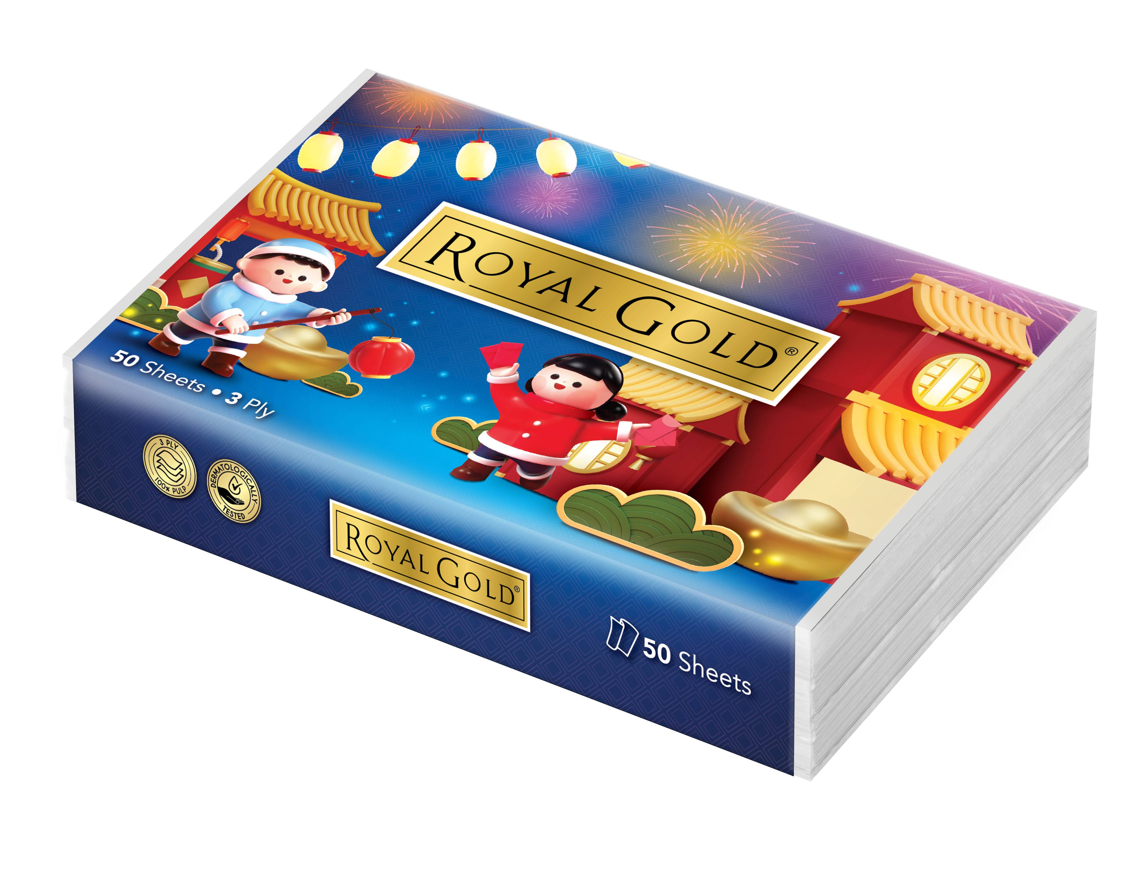 Royal Gold Festive Travel Pack 3 PLY (50's x 24) x 8 Boxes (Carton ...