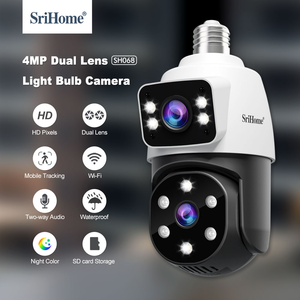 SriHome Light Bulb CCTV Camera Dual Lens Two Video Record SH068 Wifi ...