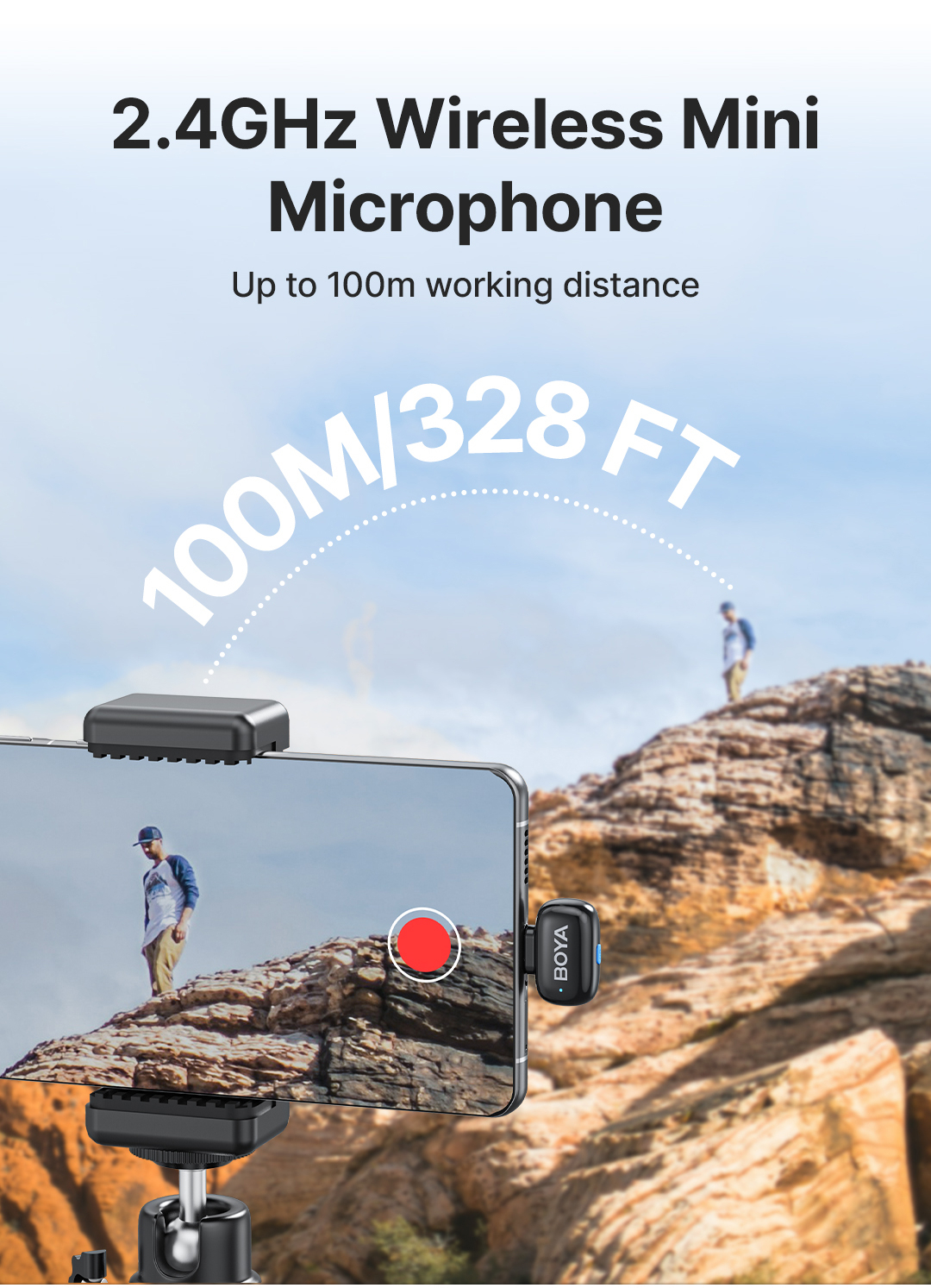 BOYA mini ANC Microphone Wireless 2.4GHz for iPhone/Android/PC/Tablets ...