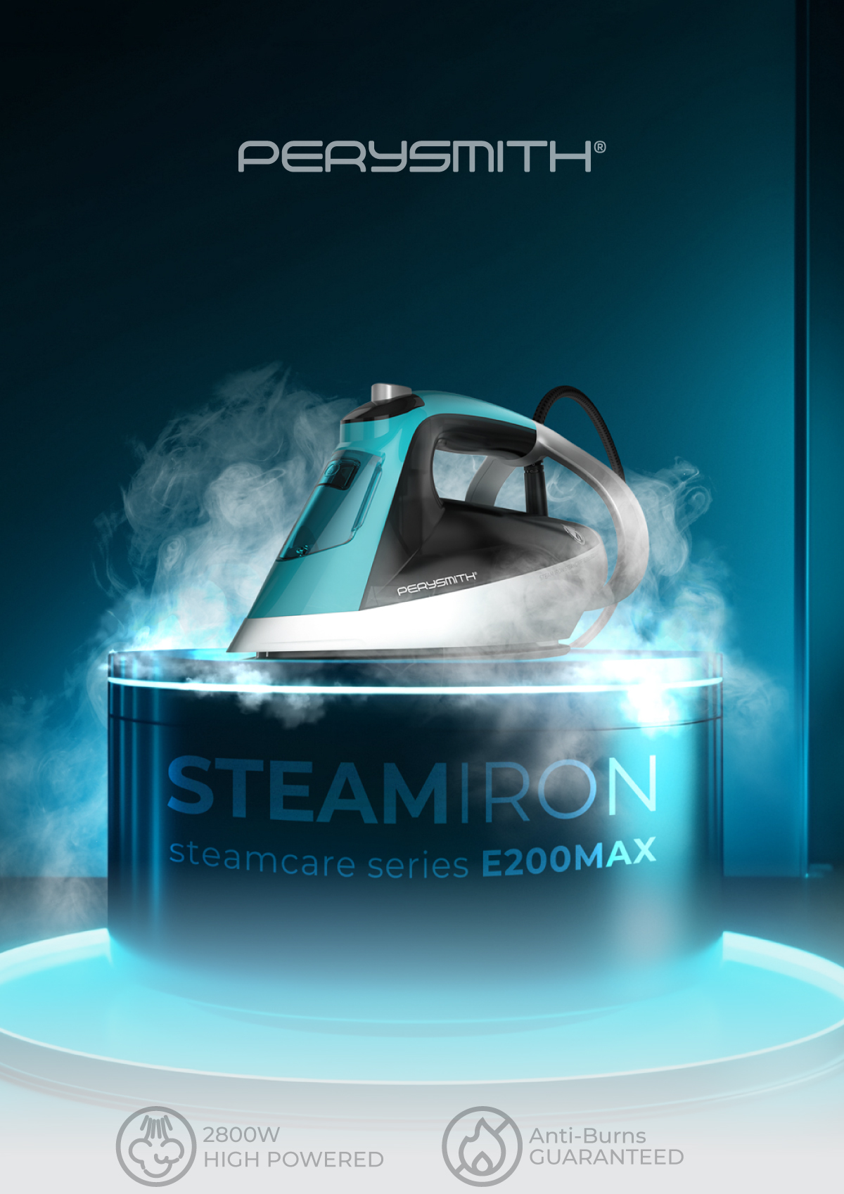 PerySmith E200 Max Anti Burns Guaranteed Steam Iron Steamcare Series ...